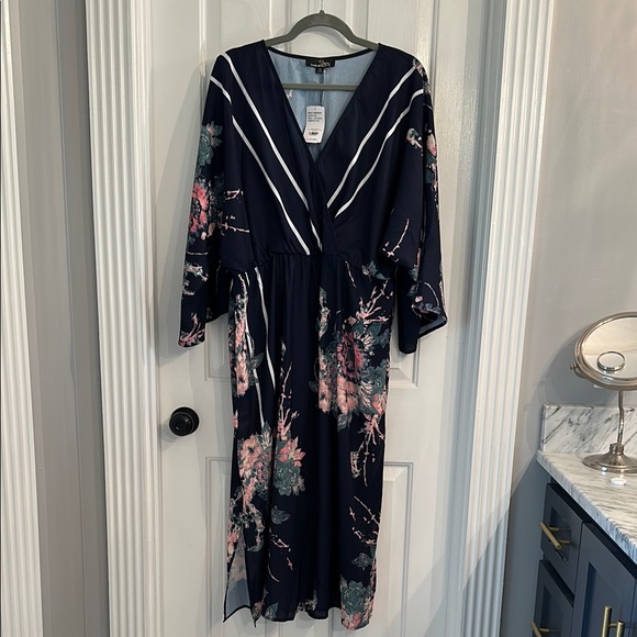 Suzanne Betro | Dresses | Suzanne Betro Blue Pink Boho Wrap Dress With ...